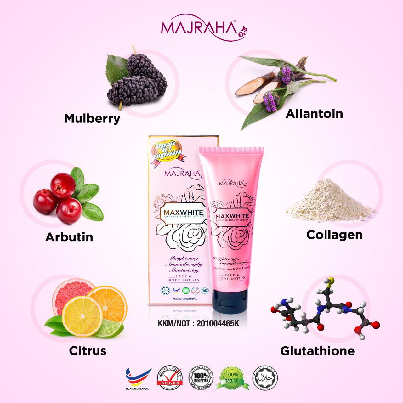 BUY MAJRAHA MAXWHITE LOTION + ANY OTHER MAJRAHA PRODUCT AND GET 1 FREE MELLOW BEAUTY BAR